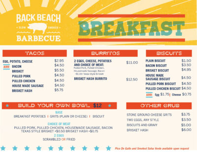 Our Breakfast Menu – Back Beach Barbecue | Panama City Beach Florida BBQ